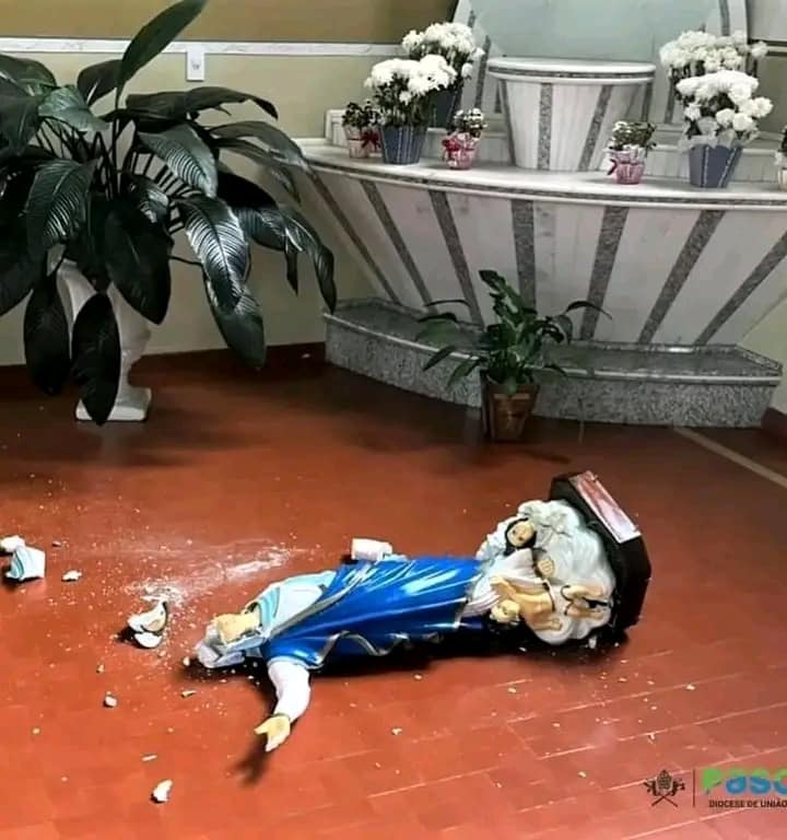 Catholic church in Brazil desecrated and 28 statues of saints destroyed ...